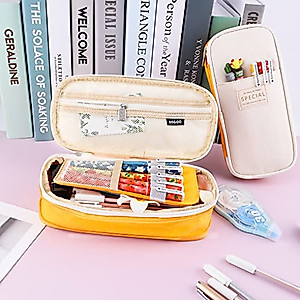 Oyachic Big Capacity Pencil Case Telescopic Pencil Pouch Zipper Pen Bag Canvas Markers Organization Makeup Bag Stationery Box Pencil Holder Office School Supplies