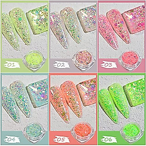6 Box Nail Sequins Fine Glitter,Sugar Glitter for Nails Cosmetic Holographic Nail Glitters for Acrylic Nails Nail Glitter Flakes for Resin Chunky Nail Glitter Acrylic(Pattern 4)