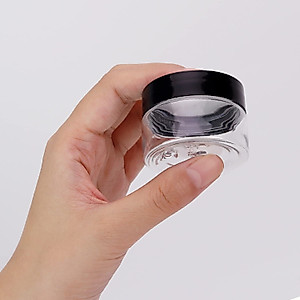 Loretoy Household 1oz Plastic Jars with Lids, 6 Pack BPA Free, Reusable, Refillable Transparent Cosmetic Containers for Bath Salts, Cosmetics, Powders, Beauty Product and Small Accessories