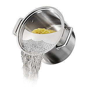 Tramontina Lock & Drain Pasta Cooker Pot with Strainer Lid 18/8 Stainless Steel 8 Qt, 80120/509DS