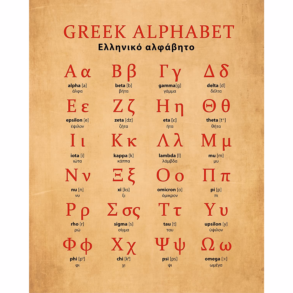 Greek Alphabet Poster - Unframed 8x10 in - School Picture with Motivational Message - Education Kids Room Decor and Positive Signs Wall Art