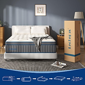 California King Mattress,14 Inch Medium Plush Hybrid Mattress,Cooling Gel Memory Foam with Individually Pocket Springs,Soft Fabric Mattress Cal King size for Pressure Relief,Mattress in box
