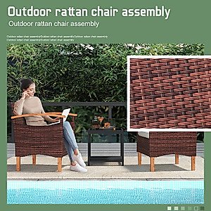 ARTBUSKE Outdoor Patio Furniture Set with Coffee Table 3 Piece Patio Conversation Sets Wicker Patio Set for 2 Outdoor Furniture Sets for Yard Backyard Lawn Porch Poolside Balcony, Brown