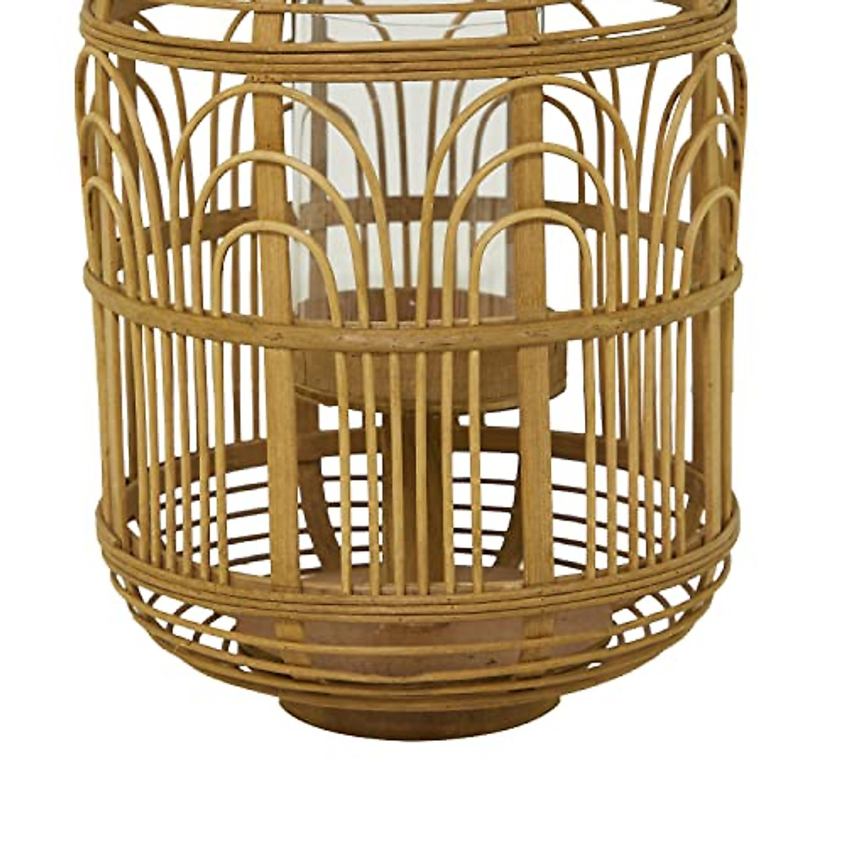 The Novogratz Bamboo Handmade Decorative Candle Lantern with Handle, 11" x 11" x 15", Brown