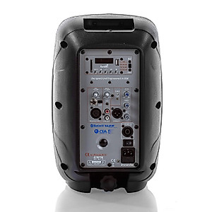 Pair Alphasonik All-in-one 8" Powered 800W PRO DJ Amplified Loud Speakers with Bluetooth USB SD Card AUX MP3 FM Radio PA System LED Lights Karaoke Mic Guitar Amp 2 Tripod Stands Cable and Microphone