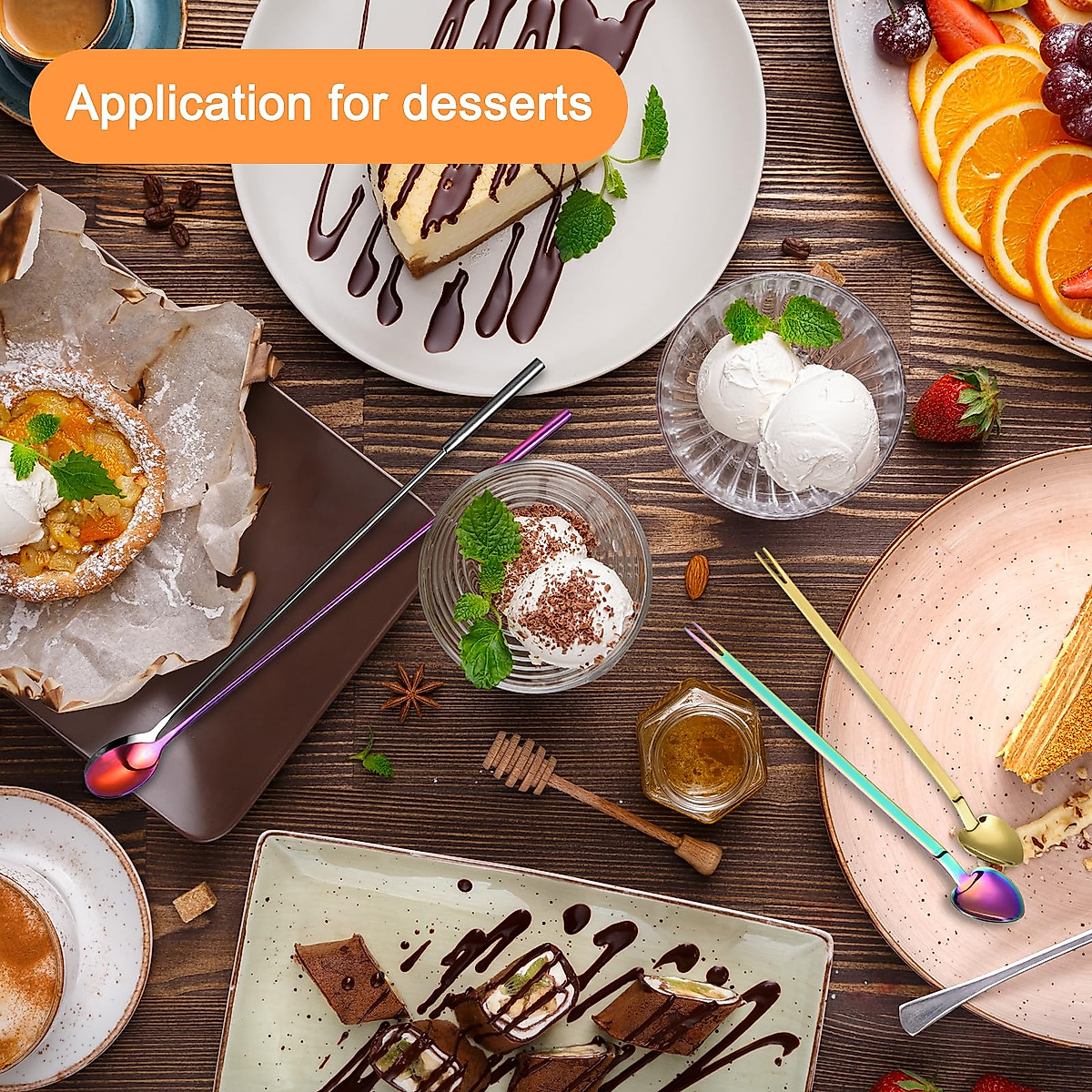 uxcell Long Handle Mixing Stirring Spoon, Stainless Steel Bartender Mixing Spoon Cocktail Stirrers, Bar Spoon Stirring Spoon (Length: 300mm/11.81", Blue)