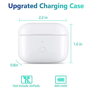 Wireless Charging Case for Airpod Pro, with 660 mAh Battery Capacity Charger Case Replacement with Pairing Sync Button (White)