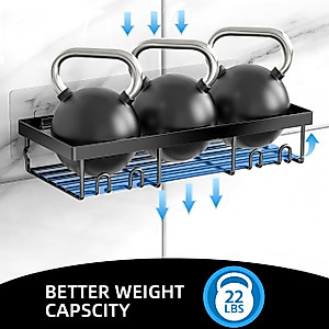 Moforoco 3-Pack Shower Caddy Basket Shelf with Soap Holder, No Drilling Traceless Adhesive Shower Wall Shelves, Rustproof Black Bathroom Shower Storage Organizer…