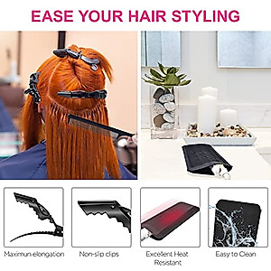 ARRITZ 2Pcs Heat Gloves for Hair Styling, Professional Curling Iron Gloves with Heat Resistant Silicone Mat Pouch, 6pcs Hair Clips, 2pcs Combs