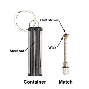 SURVIVE Permanent Match, Pack of 5, The Forever Lighter, Emergency Fire Starter Striker Set, Metal Keychain Unlimited Waterproof Stick