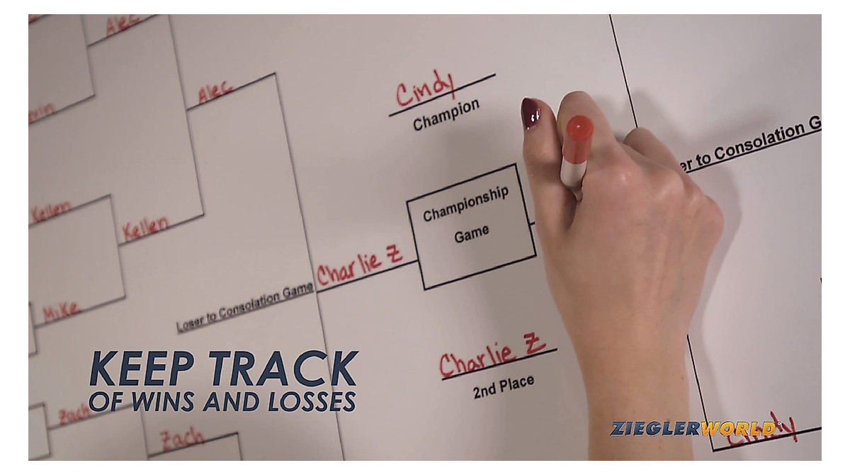 Erasable 32 Team Tournament Bracket Chart + Dry Erase Pen