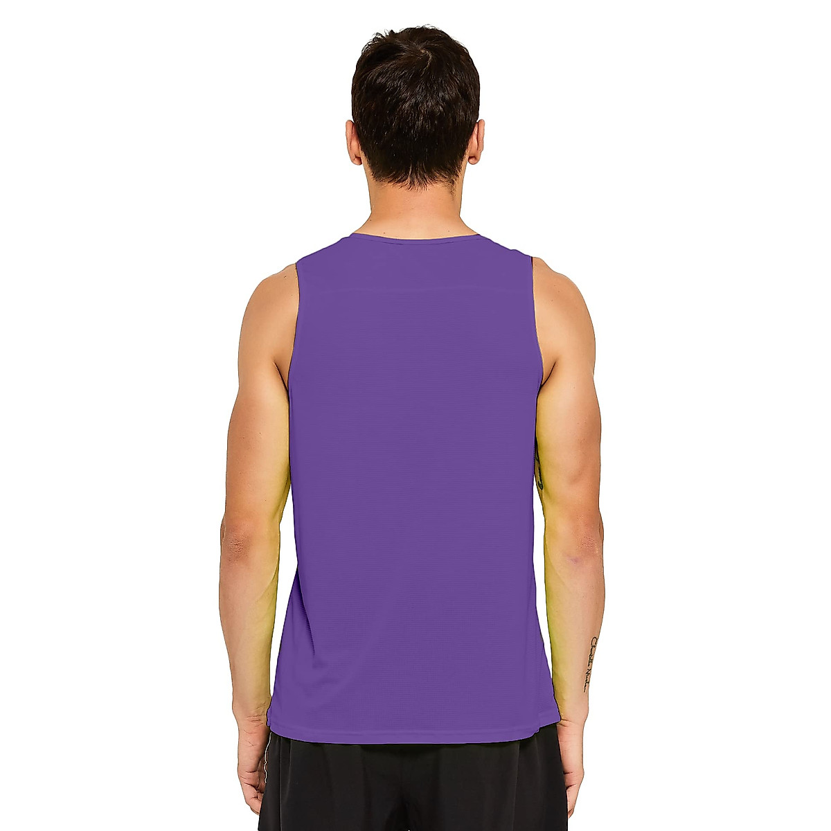 DEMOZU Men's Neon Running Athletic Workout Tank Top Quick Dry Swim Beach Pool Gym Tank Top Sleeveless Muscle Shirts, Purple, L