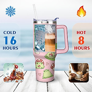 wxmbdzq 40 oz Frog Tumbler with Handle and Straw Lid,Leak Proof Travel Stainless Insulated Tumbler,Cup Holder Friendly,Perfect for Outdoor Travel Car and Sports