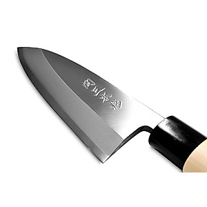 Seki Japan Japanese Seki SANBONSUGI Sushi Chef Knife, Stainless Steel Sashimi Deba Knife, Magnolia Wood Handle, 150 mm (5.9 in) for Left-Handed