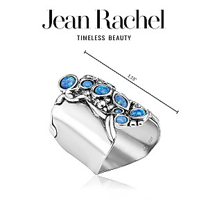 925 Sterling Silver Shield Ring With Multiple Bold Opal Textured Vintage Look Stylish Hypoallergenic Nickel and Lead-free, Artisan Handcrafted Designer Collection Made in Israel (Size 5-11)