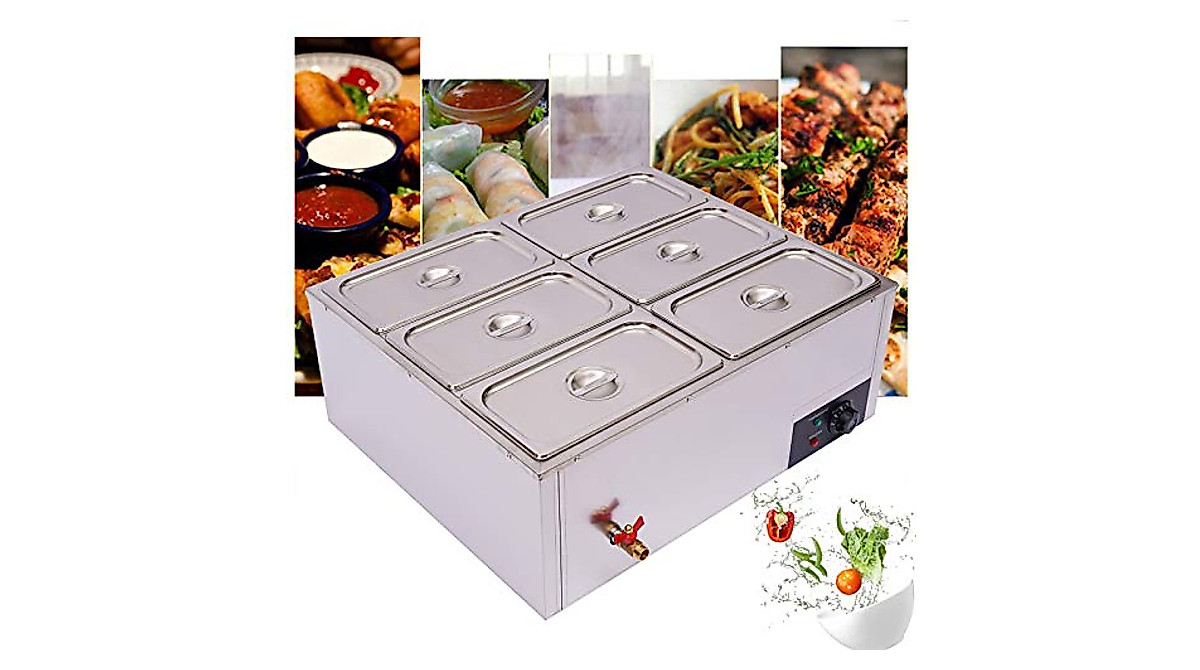Stainless Steel Buffet Server - 6 Pot Food Warmer