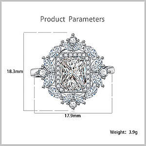 Princess Cut CZ Wedding Engagement Ring for Women Big Crystal Cluster Adjustable Finger Band Rings Comfort Fit Fashion Art Deco Birthday Wedding Christmas Jewelry