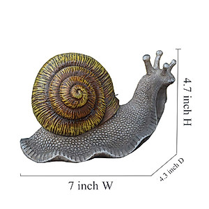 Snail Resin Animal Garden Statue Outdoor and Garden Decor Patio Yard (Snail 7 inch)