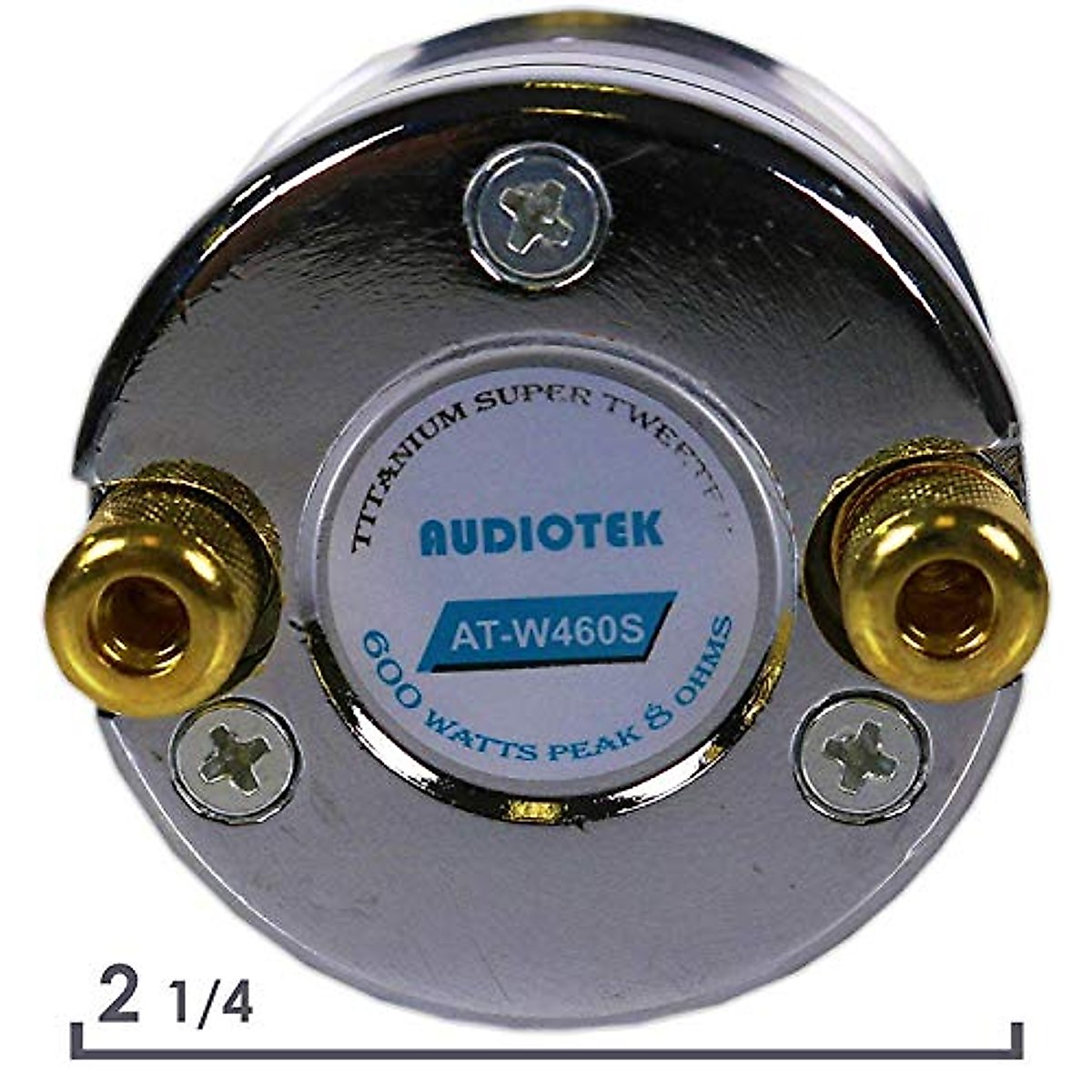 Audiotek W460S 600 Watt Titanium Super Car Bullet Tweeter 1 Pair - 8 Ohm with Built in Capacitor Filter - Pack of 2