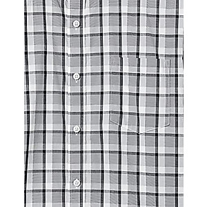 Amazon Essentials Men's Regular-Fit Long-Sleeve Casual Poplin Shirt, Grey Plaid, Large