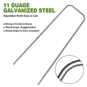 Landscape Staples, 100 Pack Anti-Rust Galvanized Garden Stakes U-Shaped Heavy-Duty Landscape Pins for SOD Anchoring Landscape Fabric Ground Cover Irrigation Tubing & Artificial Turf
