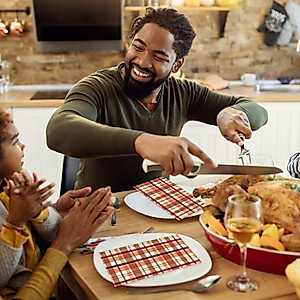 ​Quera 100 Pack Fall Guest Napkins Pumpkin Spice Plaid Autumn Paper Hand towels Thanksgiving Party Supplies Disposable Bar Napkins for Thanksgiving Party, Engagement, Baby Shower, Celebration Party