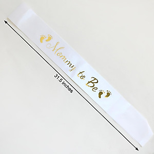 BLUPLE Mommy To Be White Satin Sash - Baby Shower Sash Decorations, Gender Reveal Party, Welcome Baby (1)