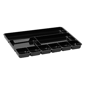 Rubbermaid Regeneration 9-Section Drawer Organizer, Plastic, 14 x 9.125 x 1.125 Inches, Black (45706)
