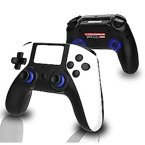megacom P4 PC Wireless Controller - Gamepad with 2 Remap Keys, Rechargeable Battery, 3.5mm Audio Jack, Speaker, Multi-touch Pad, Dual Vibration - Compatible with PC & P4