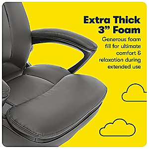 Serta Big & Tall Executive Office Chair High Back All Day Comfort Ergonomic Lumbar Support, Bonded Leather, Opportunity Gray