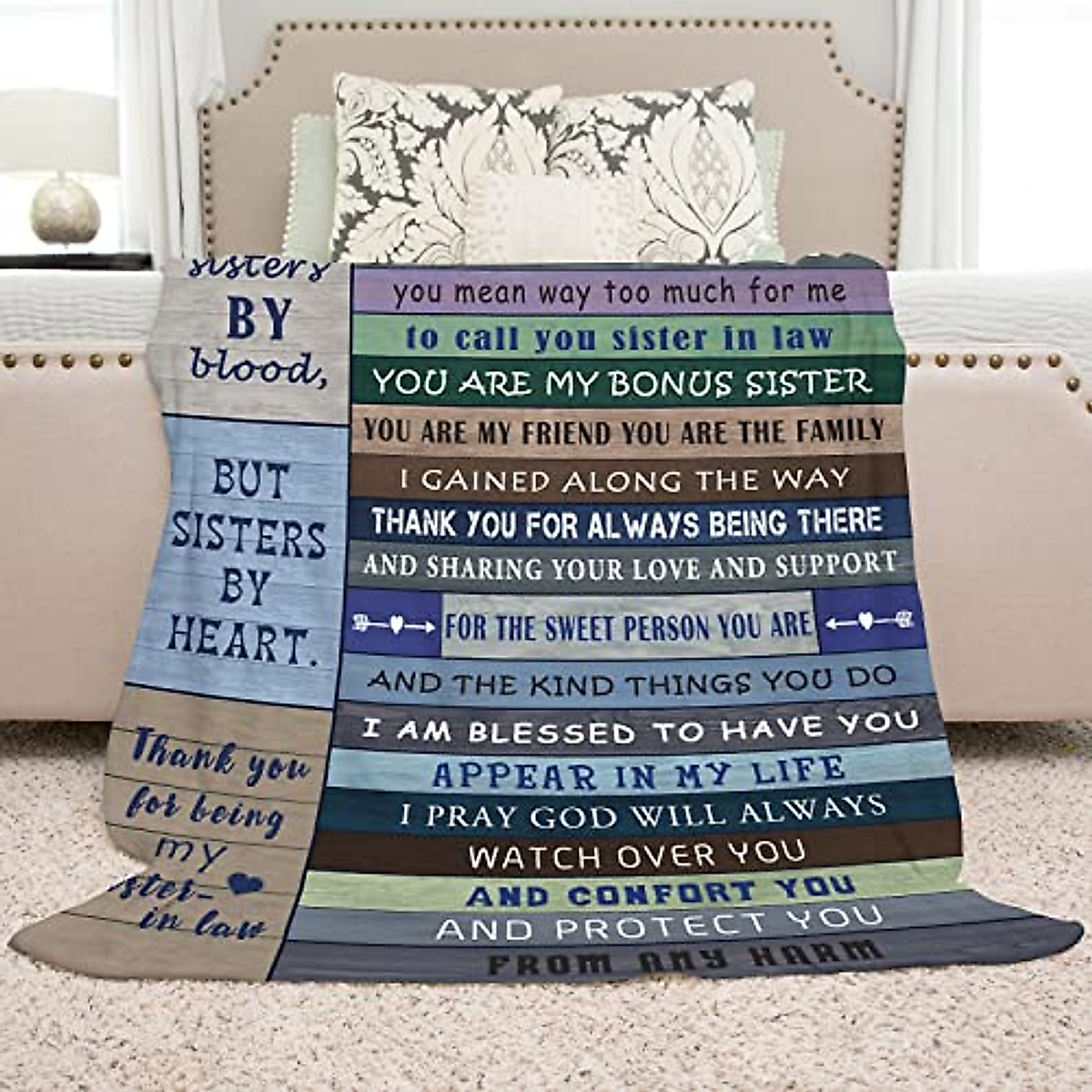 Sister in Law Birthday Gifts - Gifts for Sister in Law - Sister in Law Gifts Blanket - Sister in Law Gifts for Women - Anniversary Valentine Wedding Sister in Law Gifts - Bonus Sister Gifts 60"X 50"