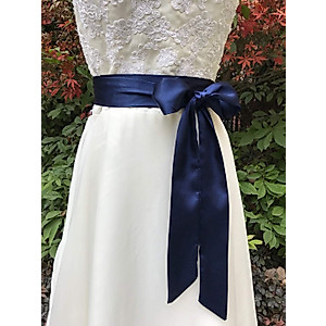 AIMECHA Satin Sash Belt For Bridal Wedding Bridesmaid Dress Belt 2'' Wide Silk Satin Material (Navy)