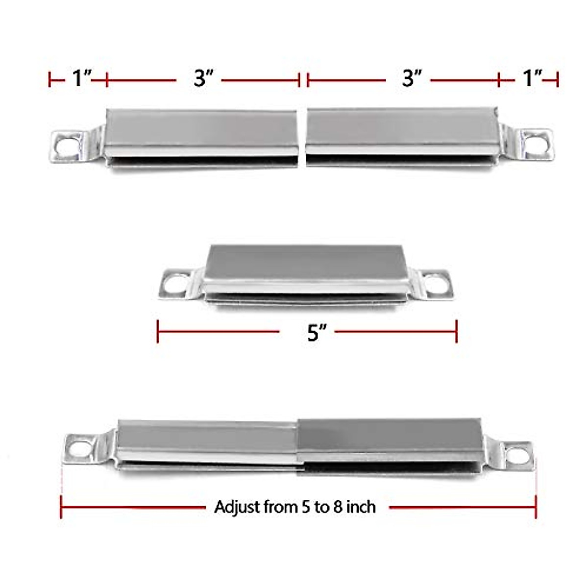 Hongso Universal Carryover Crossover Tubes for Charbroil Advantage 463344116, 463343015, 463436215, 463241113, 463449914, Nexgrill 720-0830h, Kenmore 146.34611410, Adjust from 5" to 8"