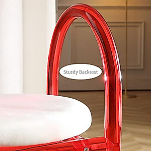 EYCIEROT Acrylic Chair, Vanity Stool, Flannel Seat Cushion, Transparent Lounge Chair, Office Chair, Outdoor Garden Dining Chair,White