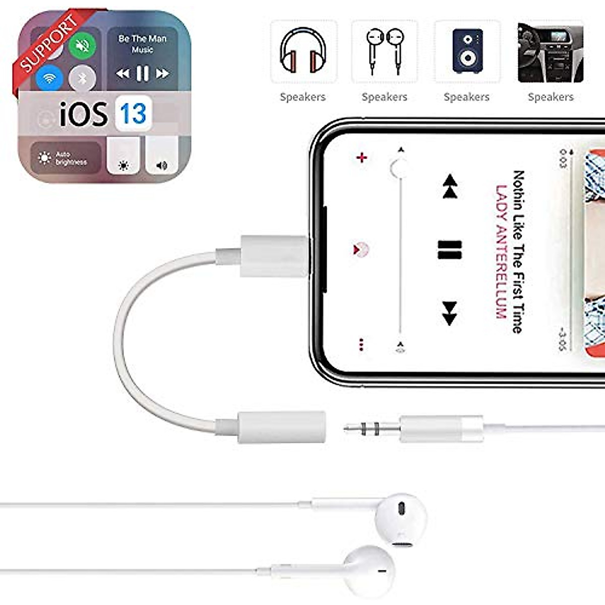 2 Pack Lightning to 3.5 mm Headphone Jack Adapter, [Apple MFi Certified] iPhone 3.5mm Jack Aux Dongle Cable Earphones Headphones Converter Compatible with iPhone 13/iPhone 12/ 12 Pro/11/XR/XS/8/7/iPad