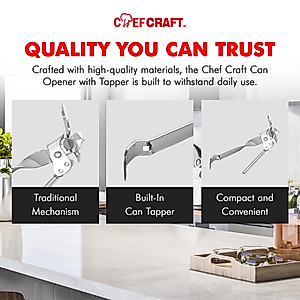 Chef Craft Select Can Opener with Tapper, 6.5 inches in length, Nickle Plated