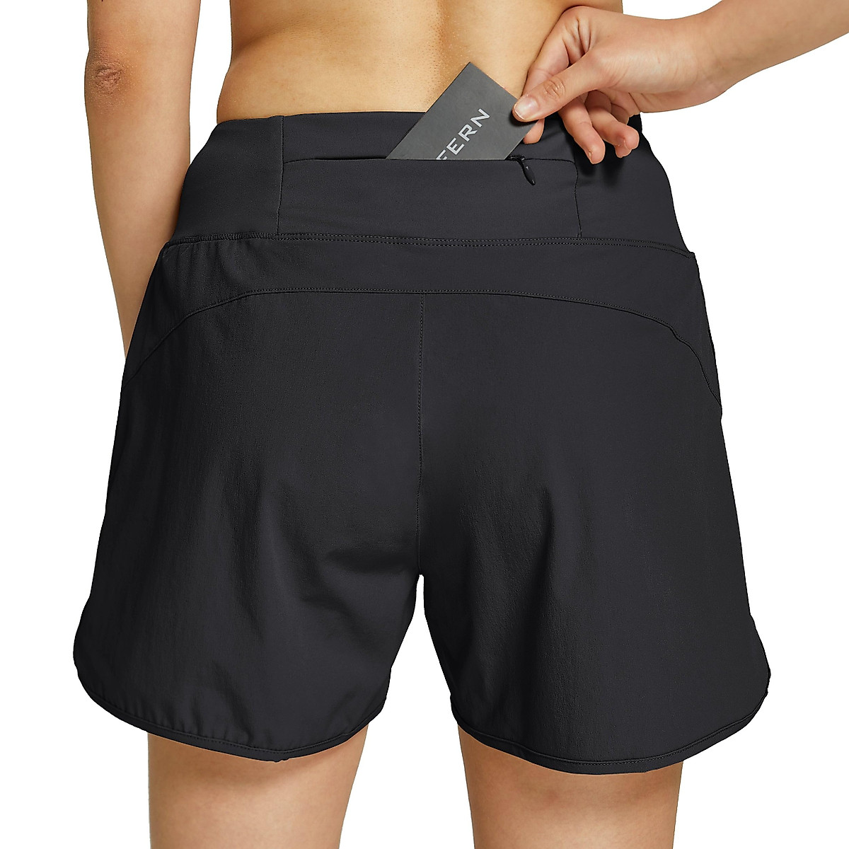 Willit Womens 4" Running Hiking Shorts Athletic Active Shorts with Liner Quick Dry Sports Shorts Zipper Pocket Black M