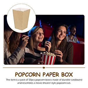 ABOOFAN 50pcs Paper Popcorn Boxes Popcorn Bags Kraft, 5.35 Inches Tall Open-top Paper Popcorn Holder Cardboard Popcorn Containers for Movie Night, Wedding Birthday Party