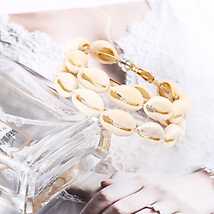 Hoop Earrings For Women Natural Cowrie Shell Beads Hoop Earrings Statement Stud Drop Earrings Bohemia Hawaii Wakiki Beach Jewelry (gold)