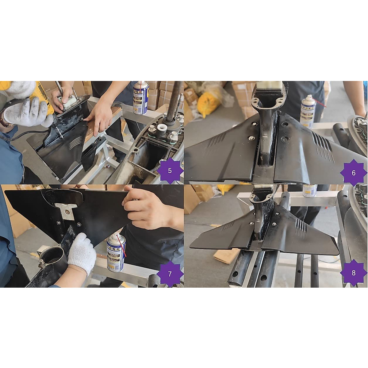 HS001 Dorsal-Fin Style Hydrofoil Stabilizer For outboard Motors Drive 5-150hp With Durable UV-Resistant Molded Black Plastic Material wings and SS316 Bolts ;