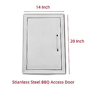 Elskhugi BBQ Access Door 14W x 20H Inch, Grill Door Stainless Steel, Outdoor Kitchen Doors for BBQ Island,Outside Cabinet,Barbeque Grill