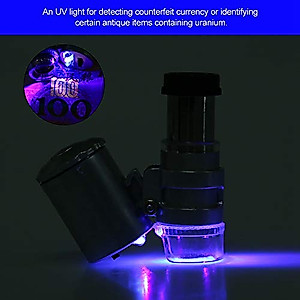 Mini 60X LED Microscope, Pocket Microscope Magnifier Microscope UV Currency Detector, for Jeweler Adjustable Magnifier