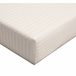 Royal Tradition Striped 300 Thread Count, 100 Percent Cotton 4PC Queen Bed Sheets Set with Deep Pockets, Ivory