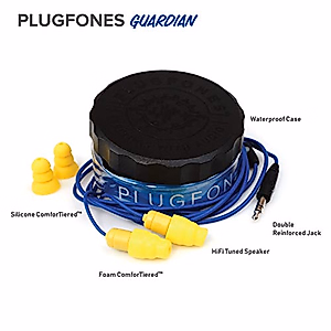 Plugfones Guardian in-Ear Earplug Earbud Hybrid - Noise Reduction in-Ear Headphones(Blue & Yellow)