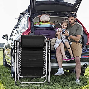 VINGLI Comfortable Zero Gravity Chair, Outdoor Lounge Chair with Removable Cushion & Tray Patio Recliner Folding Reclining Chair