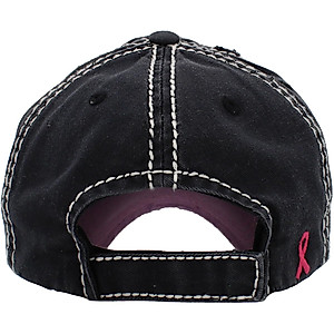 Pink Ribbon Fight Women's Awareness Vintage Baseball Cap (Black)…