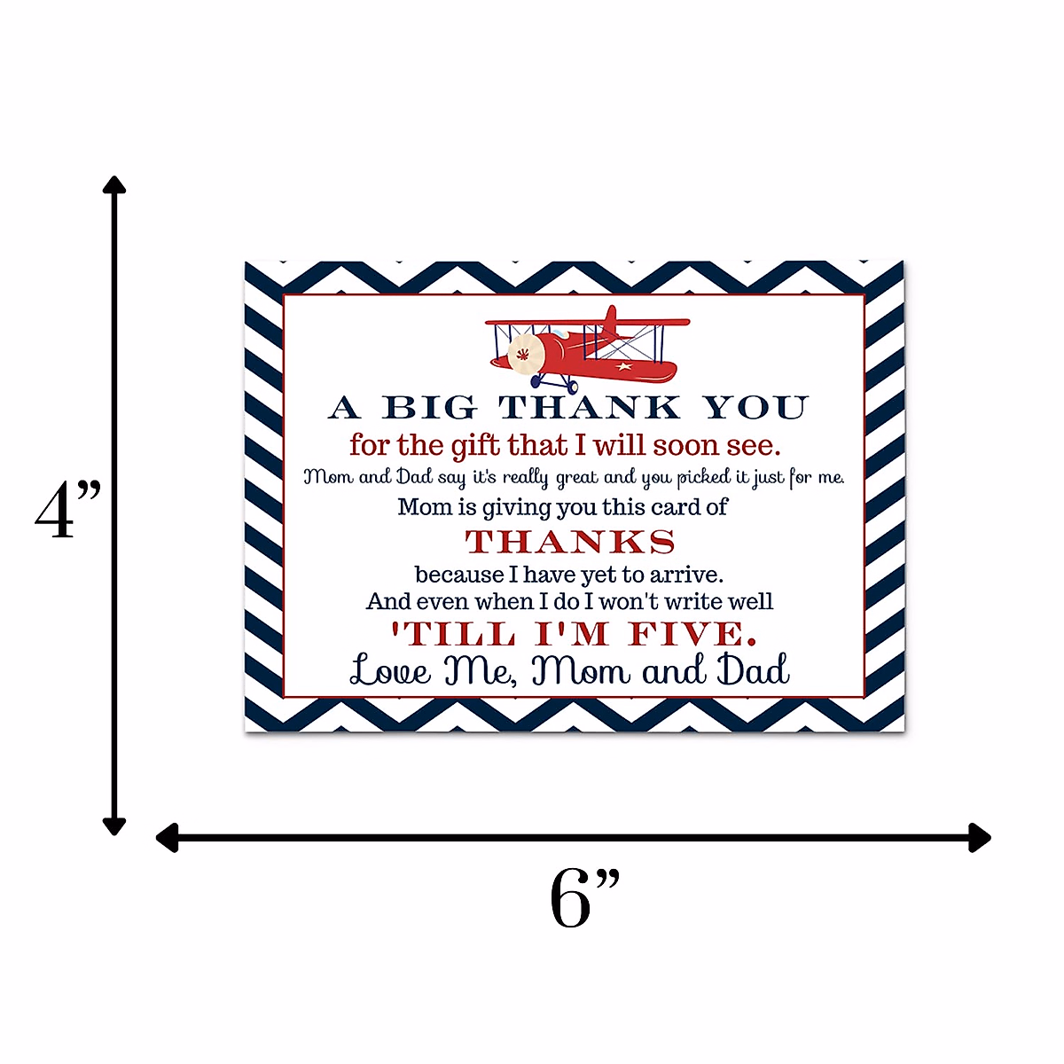 Paper Clever Party Airplane Baby Shower Thank You Postcards (15 Pack) Boys Notecards Only - Eco-friendly Postal Note with Message from Newborn – Adventure Travel Red Blue – Printed 4x6