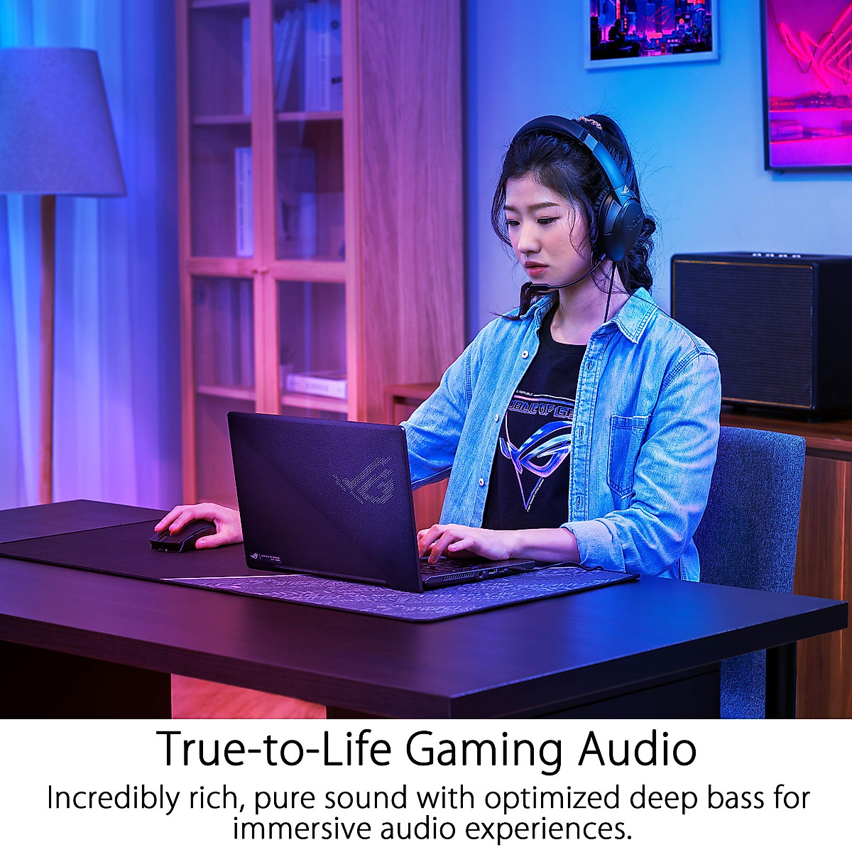 ASUS ROG Strix Go Gaming Headphones with USB-C Adapter | Ai Powered Noise-Cancelling Microphone | Over-ear Headphones for PC, Mac, Nintendo Switch, and PS4