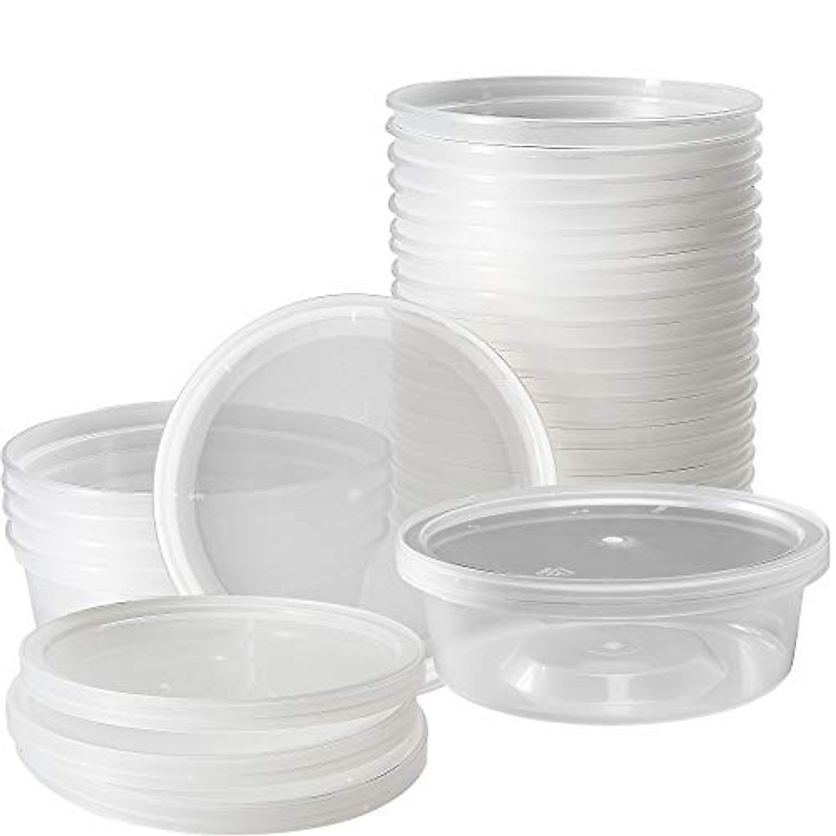 DuraHome - Deli Containers with Lids 8 oz. Leakproof - 40 Pack Plastic Microwavable Clear Food Storage Container/Slime Premium Heavy-Duty Quality, Freezer & Dishwasher Safe
