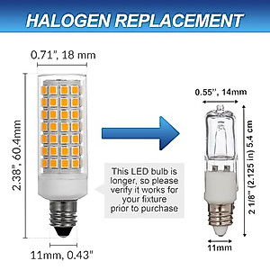 Simba Lighting LED E11 T4 Mini-Candelabra JD Light Bulb 5W 40W to 50W Halogen Replacement (4 Pack) 88SMD2835 Corn JDE11 120V for Chandeliers, Sconce, Cabinet Lighting, Soft White 3000K, Dimmable